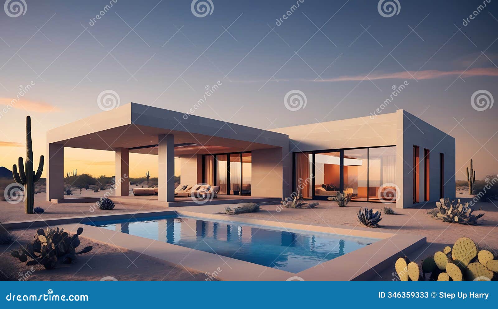 Modern Desert Villa with Infinity Pool Stock Image - Image of ...