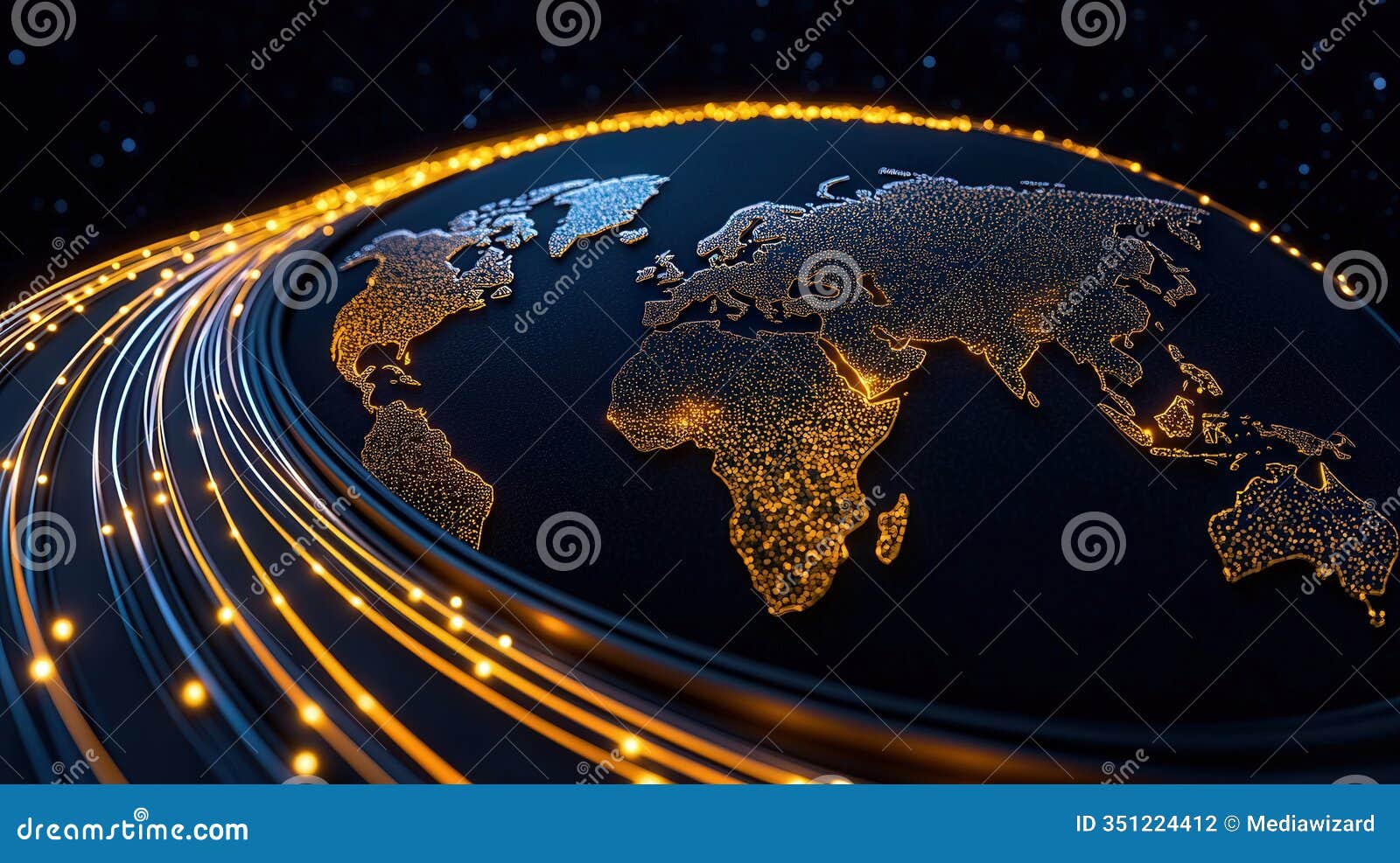 A Stunning Digital Depiction of the Earth with Glowing Pathways ...