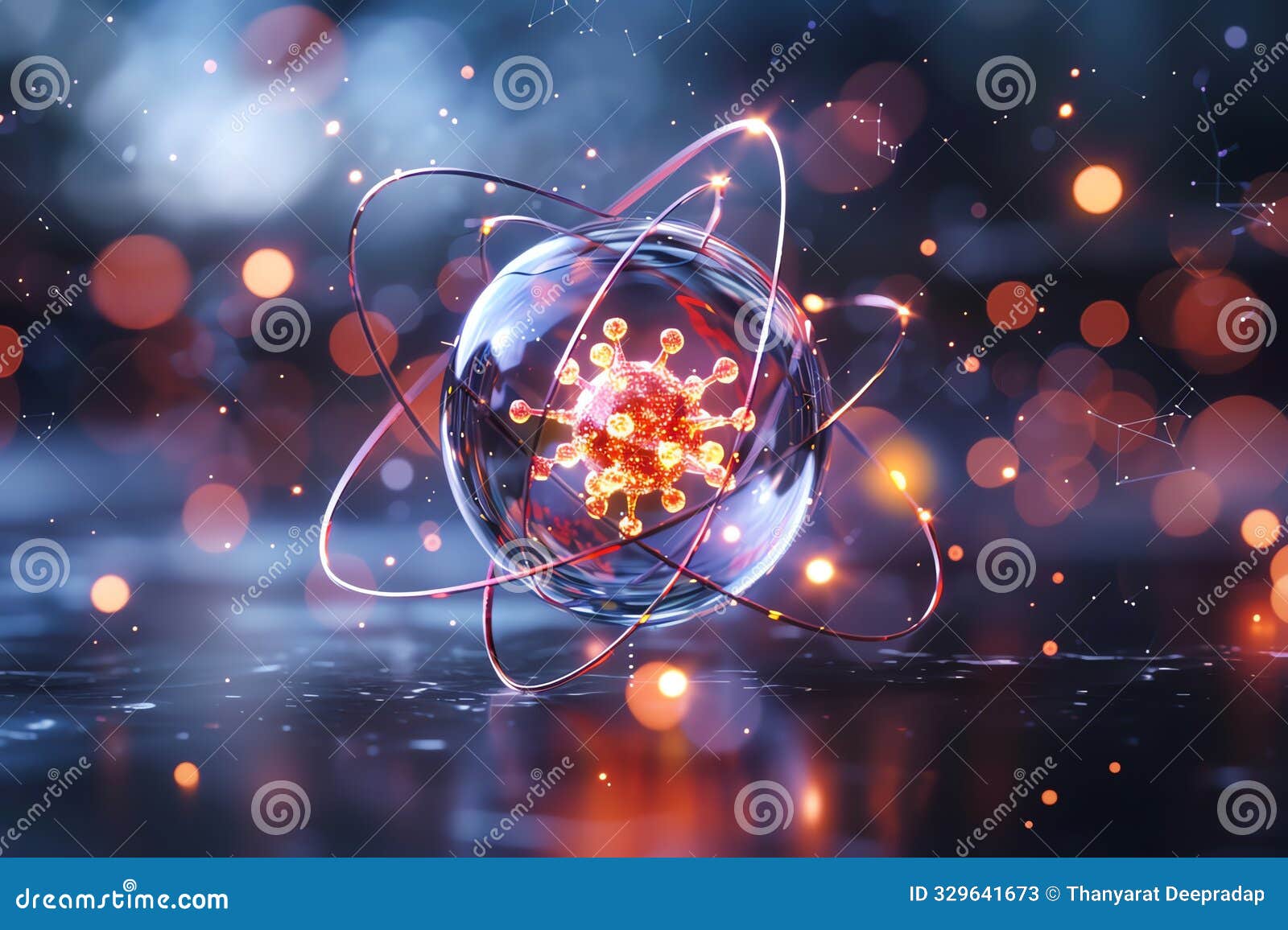 A Stunning Digital Illustration of an Atom with Orbiting Electrons ...