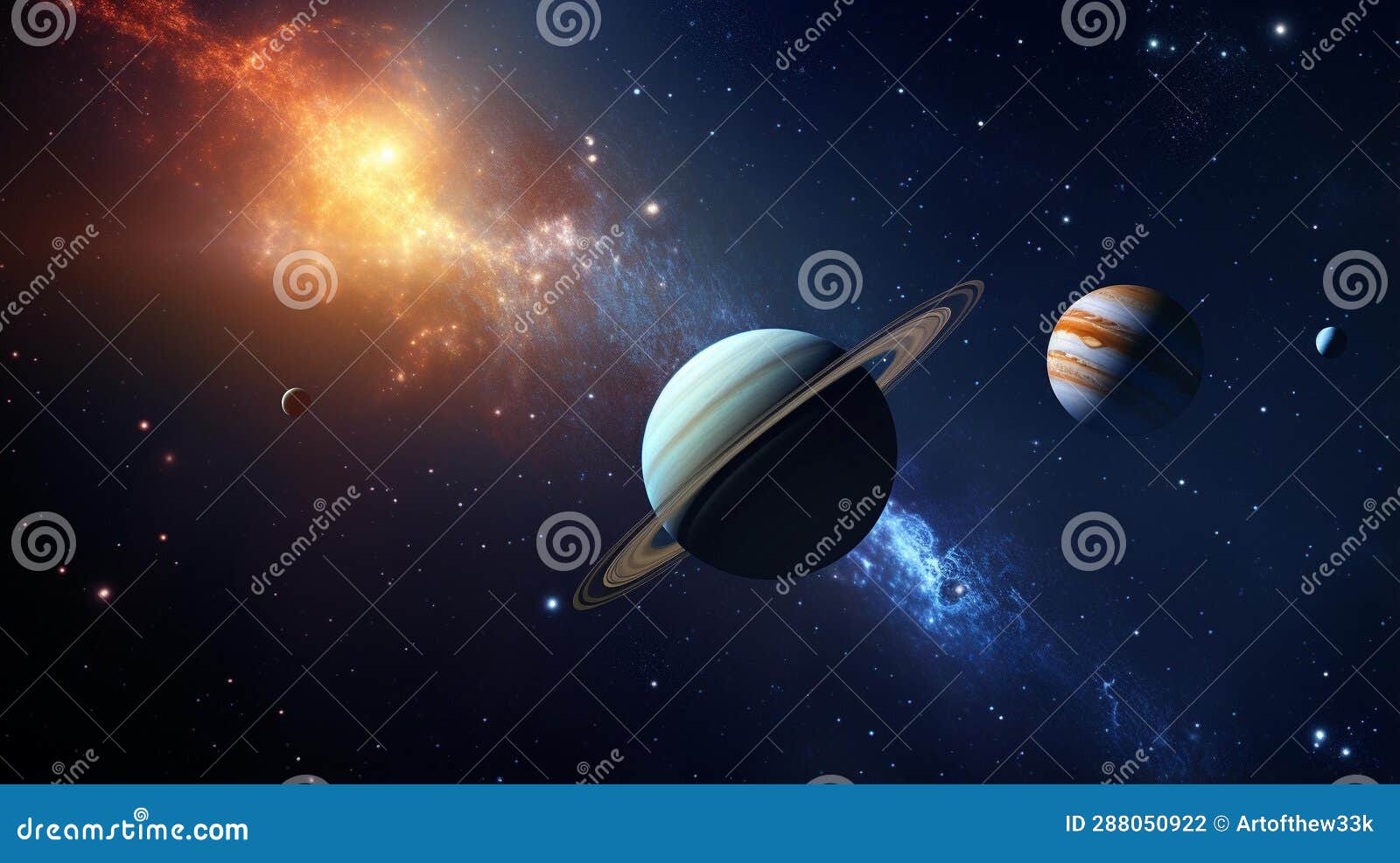 Celestial Symphony: Planetary Alignment in Twilight Stock Illustration ...