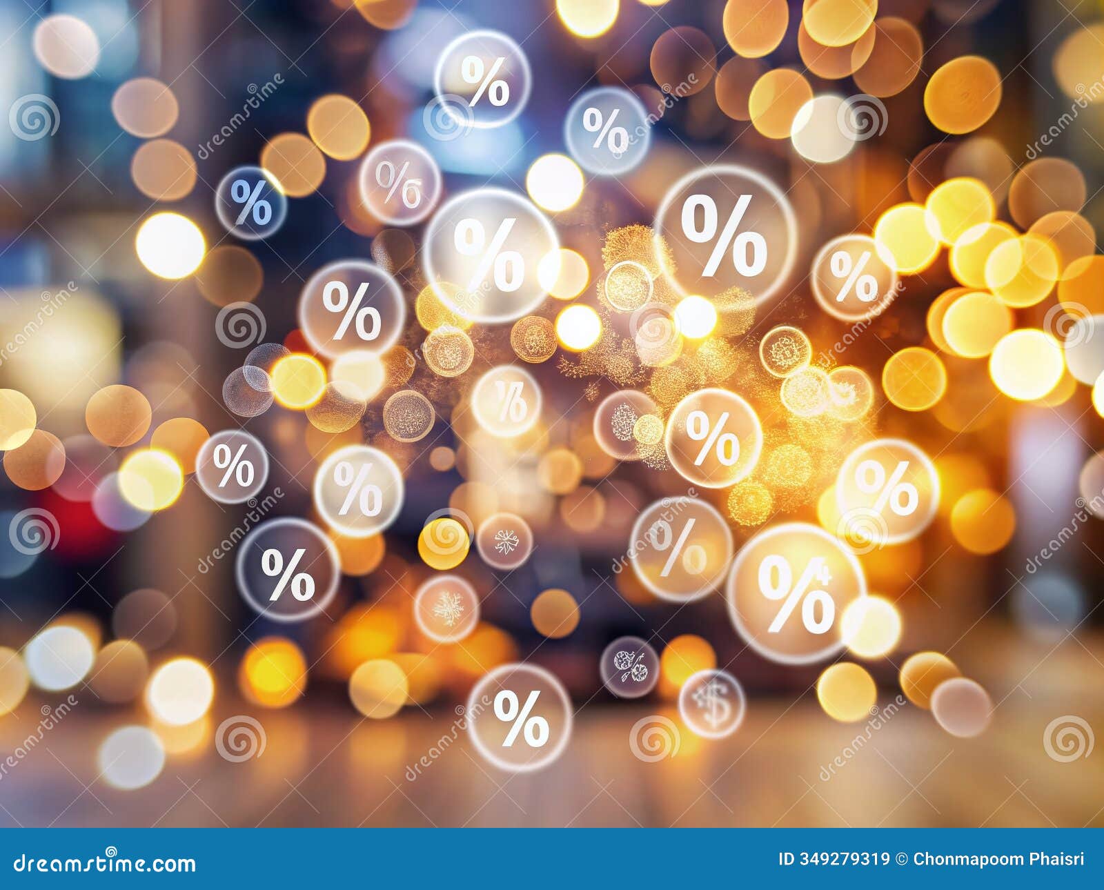 Stunning Discount Icons Collection Solid Line Designs with Bokeh Effect ...