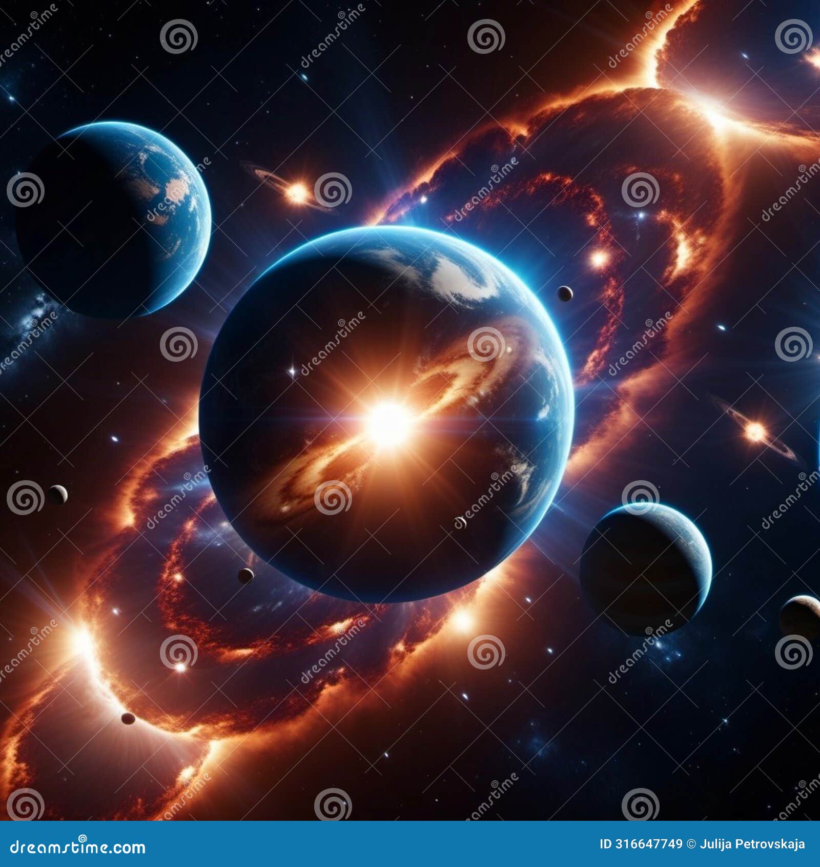 A Stunning Display of Multiple Planets of Varying Sizes Aligned Against ...