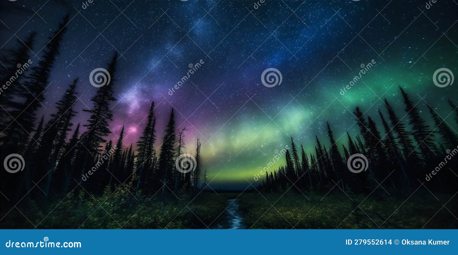 Stunning Display of the Northern Lights Dancing Across the Forest Trees ...