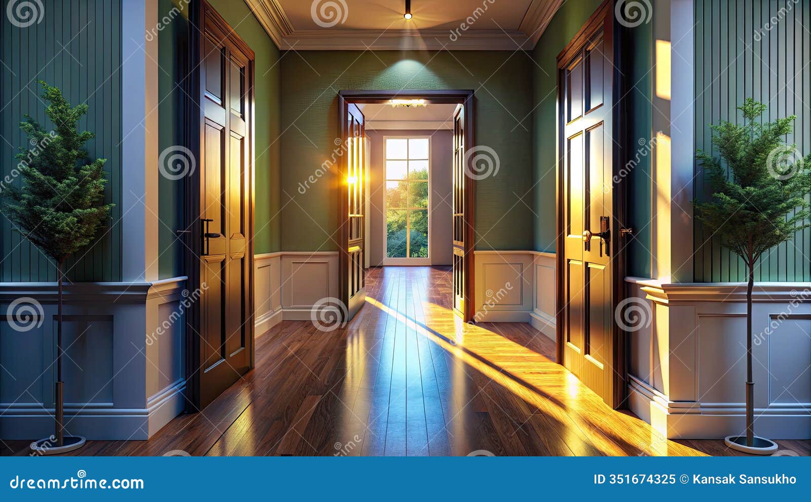 Stunning Double Door Entrance Corridor a Realistic 3D Architectural ...