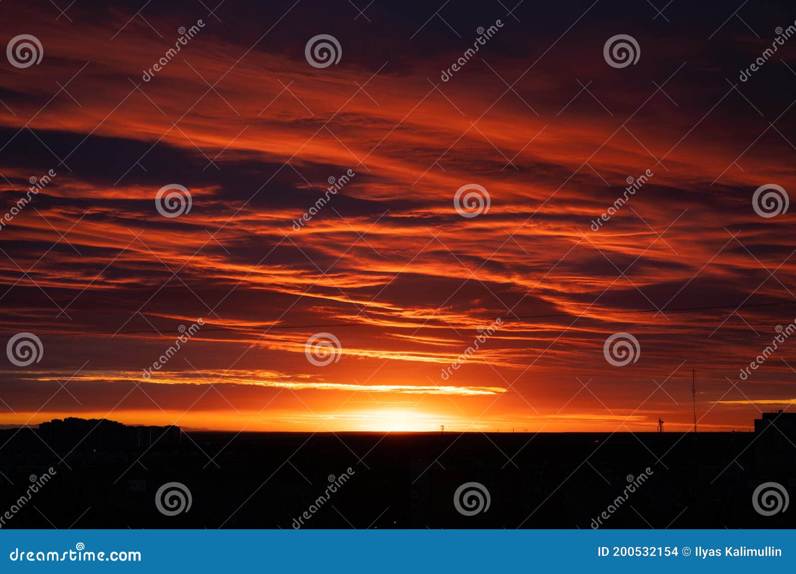 Stunning Dark Red Sunset Sky Stock Photo - Image of dark, vivid: 200532154
