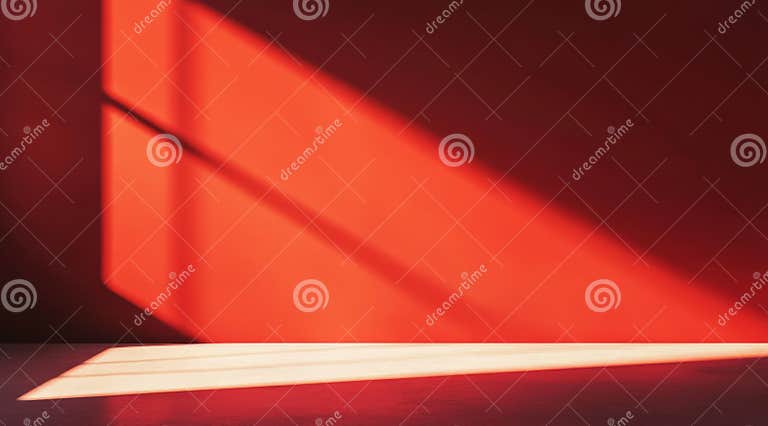 A Stunning and Dramatic Red Light Reflection on a Wall Area in an ...