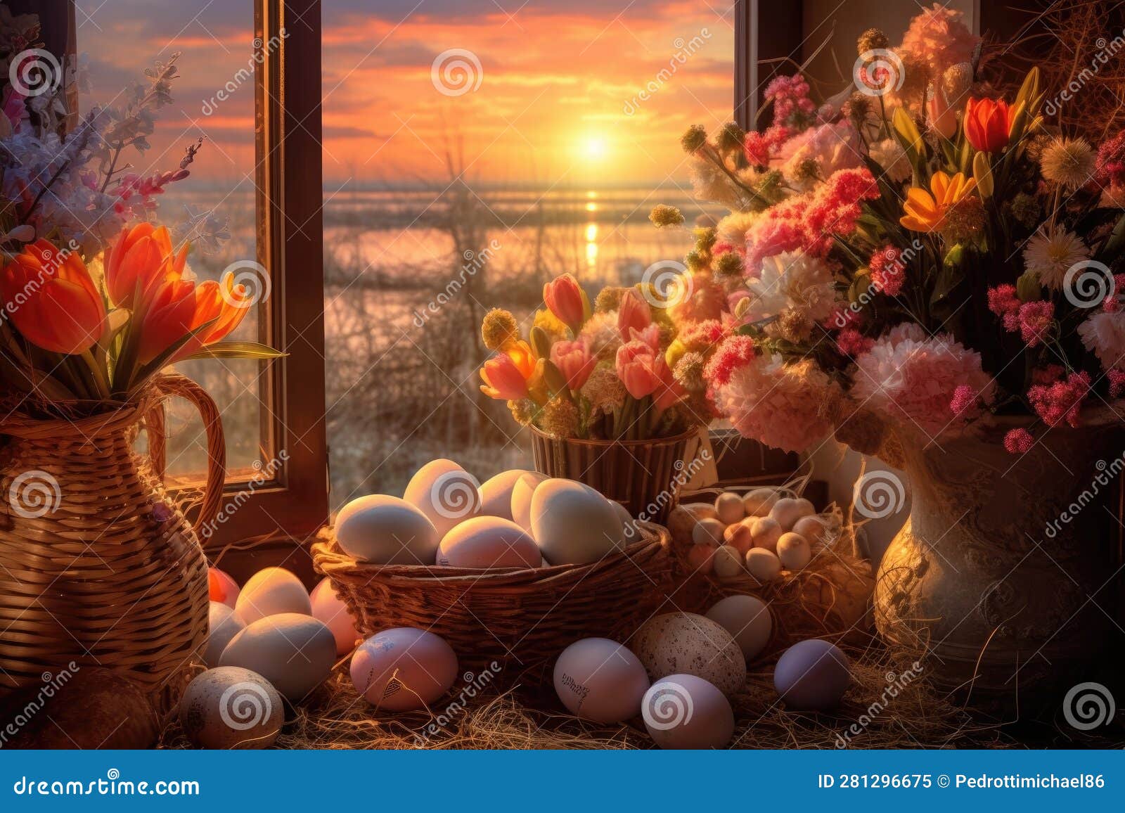Stunning Easter sunrise stock illustration. Illustration of easter ...