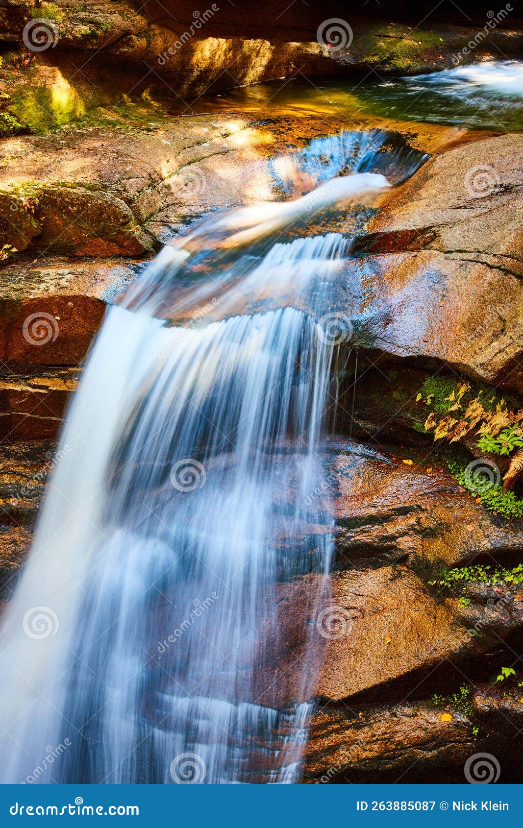 Stunning Edge of Waterfall Pouring Over Rocky Edge with Moss and Motion ...