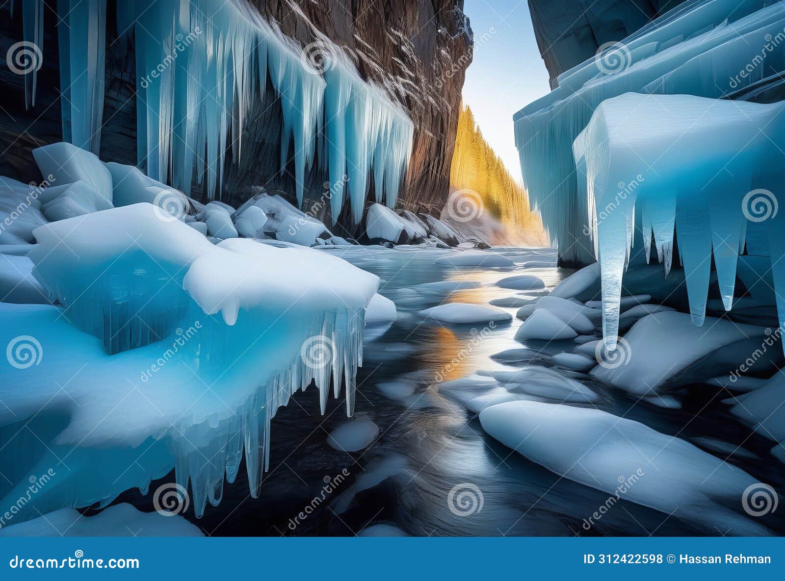 A Stunning Encounter of Ice and Stone Stock Illustration - Illustration ...