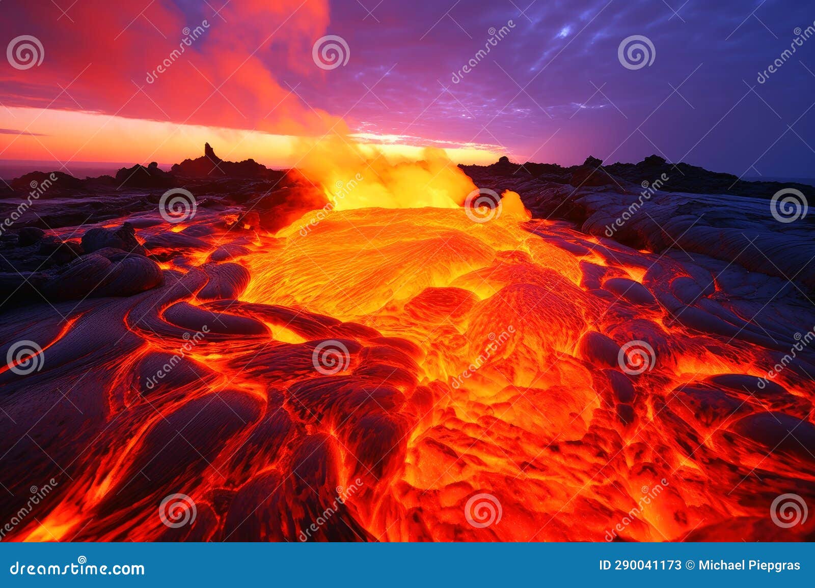 Stunning Flowing Lava Landscape Stock Illustration - Illustration of ...