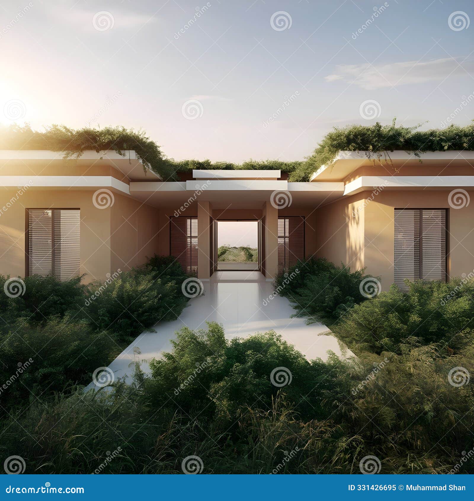 A Stunning Front View of a Modern Minimalistic House Stock Image ...