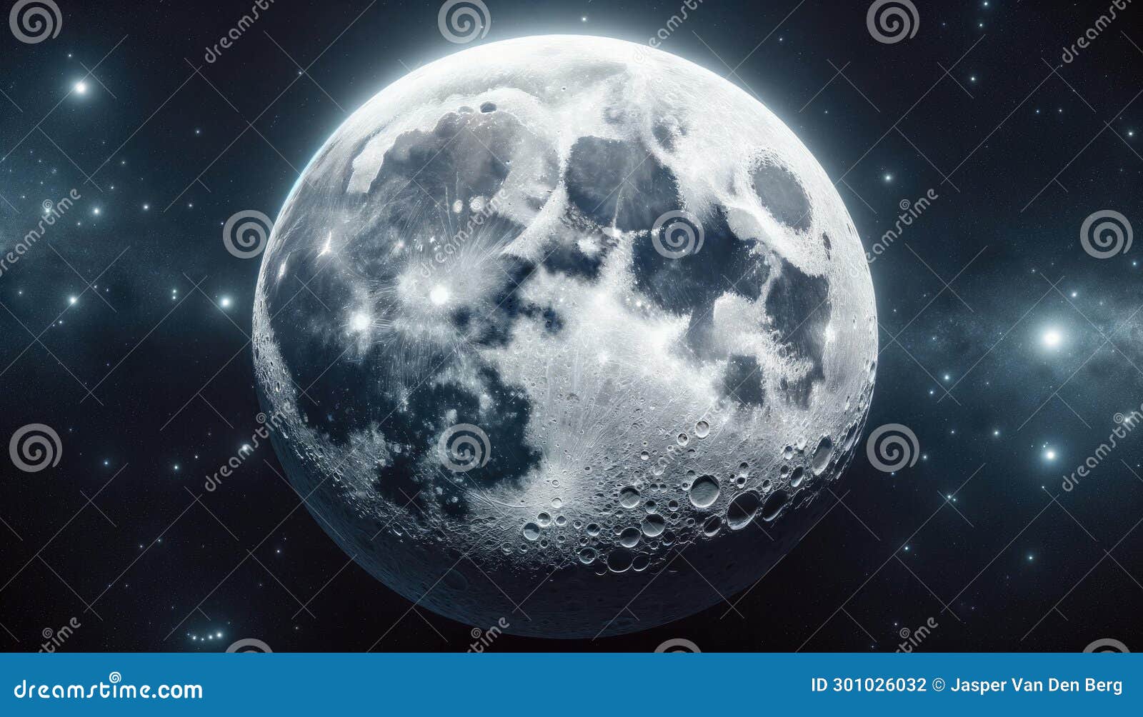 Stunning Full Moon Close-Up with Starry Background, AI Generated Stock ...