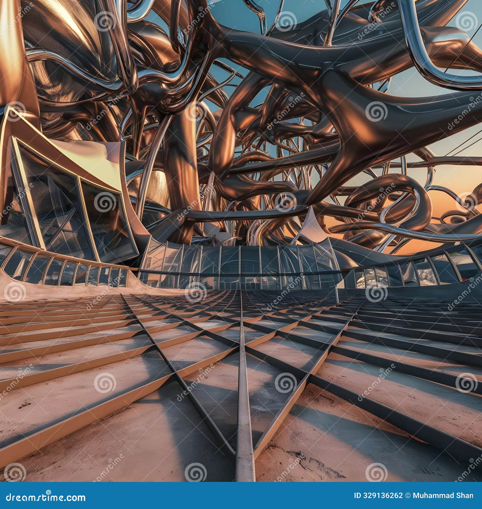 A Stunning and Futuristic Architectural Scene Show Stock Photo - Image ...