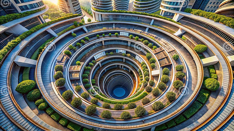 Stunning Futuristic Architecture Visualization Concentric Circles Wave ...