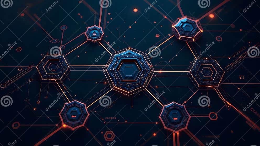 A Stunning Futuristic Hexagonal Network Visualization with Bright ...