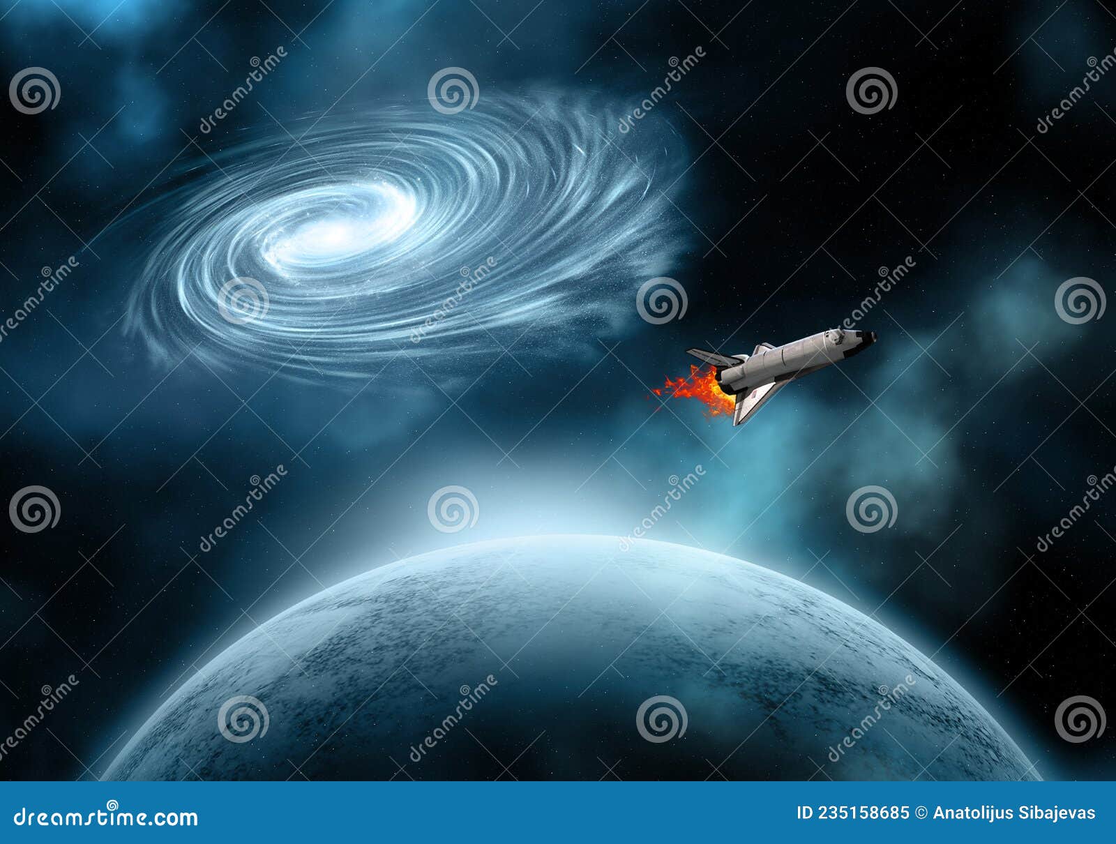 Stunning Galaxy Travel Deep Space in a Ship Stock Image - Image of ...