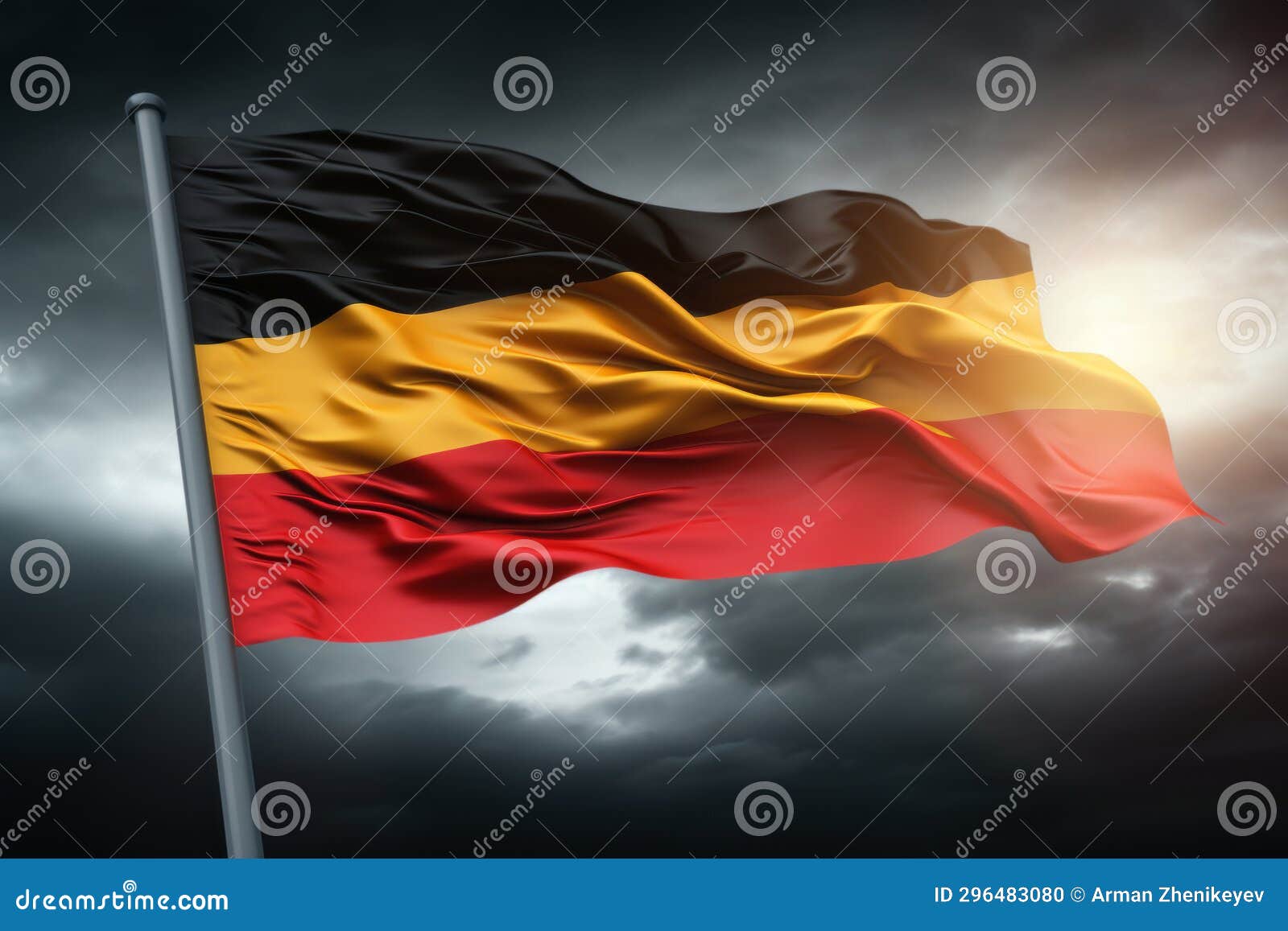Stunning German Flag Flowing with the Wind Against a Dramatic Moody ...