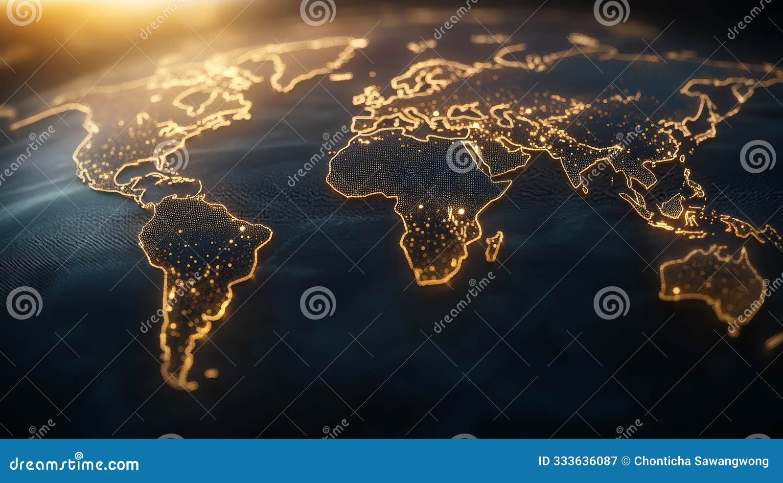 Stunning Globe View with Illuminated Map Outlines, Showcasing the ...