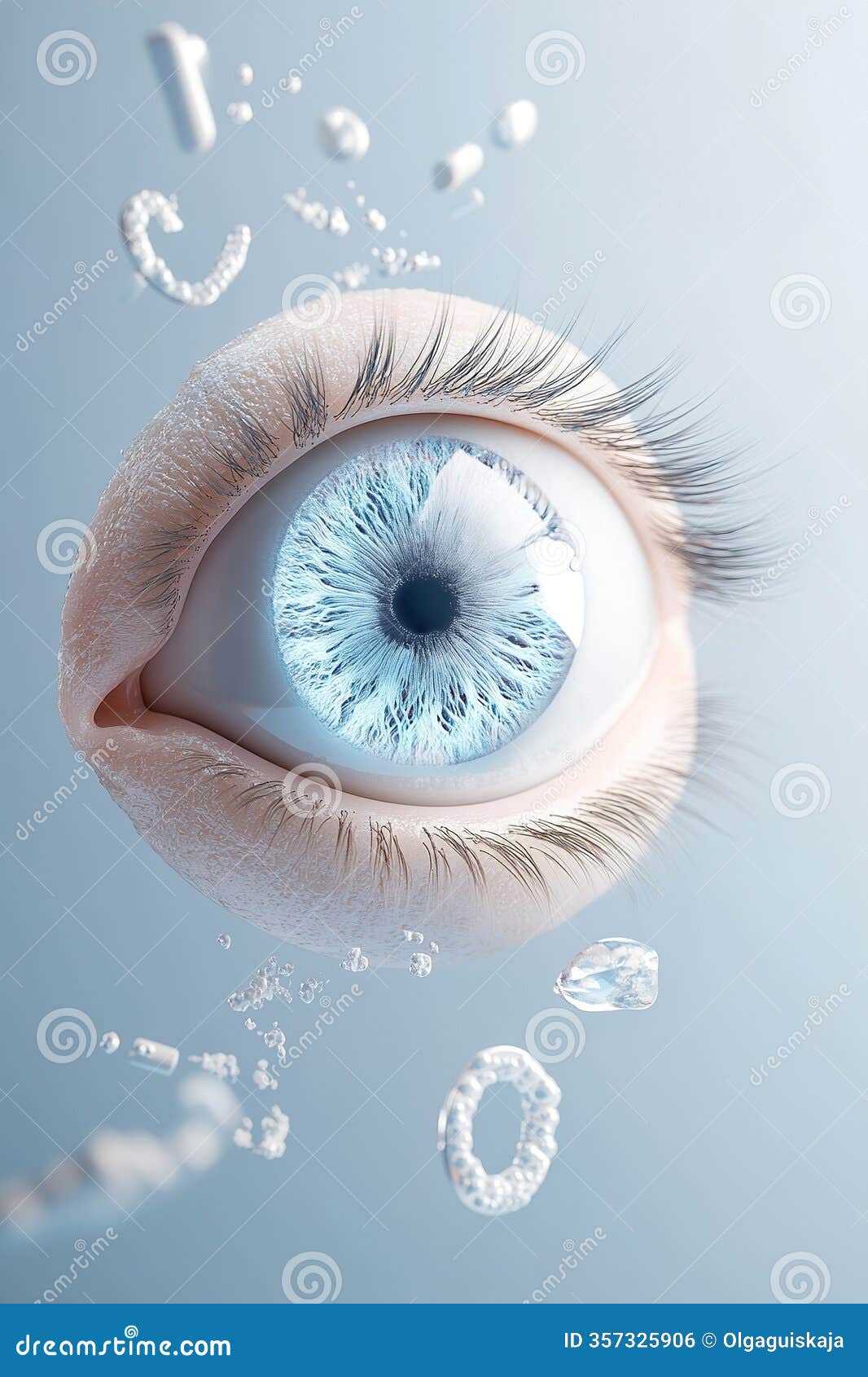 A Stunning Glowing Eye Features a Soft Blue Iris, Surrounded by ...