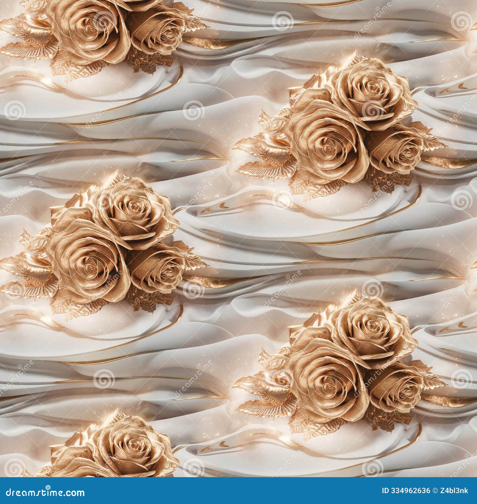 Stunning Gold Roses Pattern for Print Stock Illustration - Illustration ...