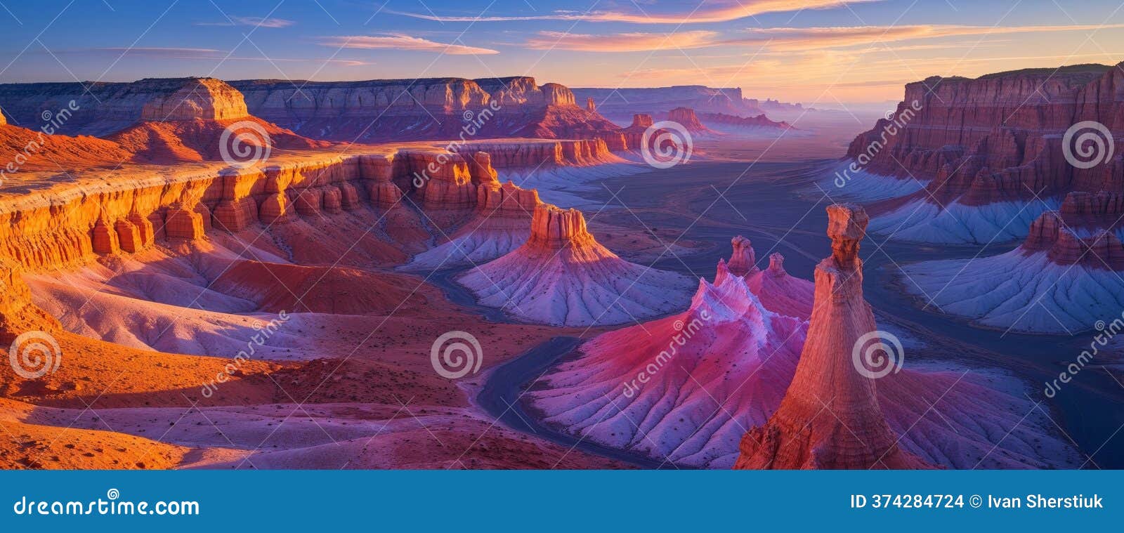 Stunning Golden Hour Landscape Of Dramatic Earth Formations Stock ...
