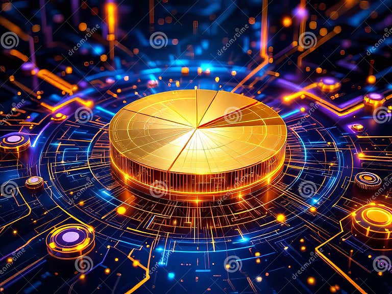 Stunning Golden Pie Chart Data Visualization Background Design for Business Presentations ...