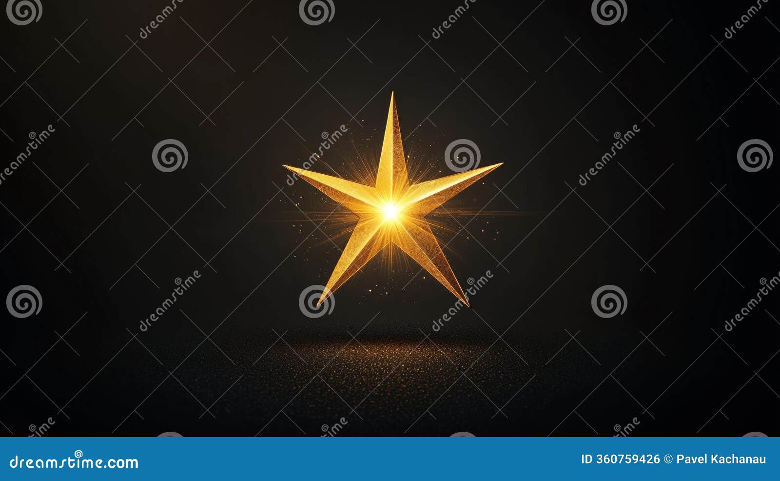 Illuminated Star with Sharp Rays Shining Against a Dark Background ...