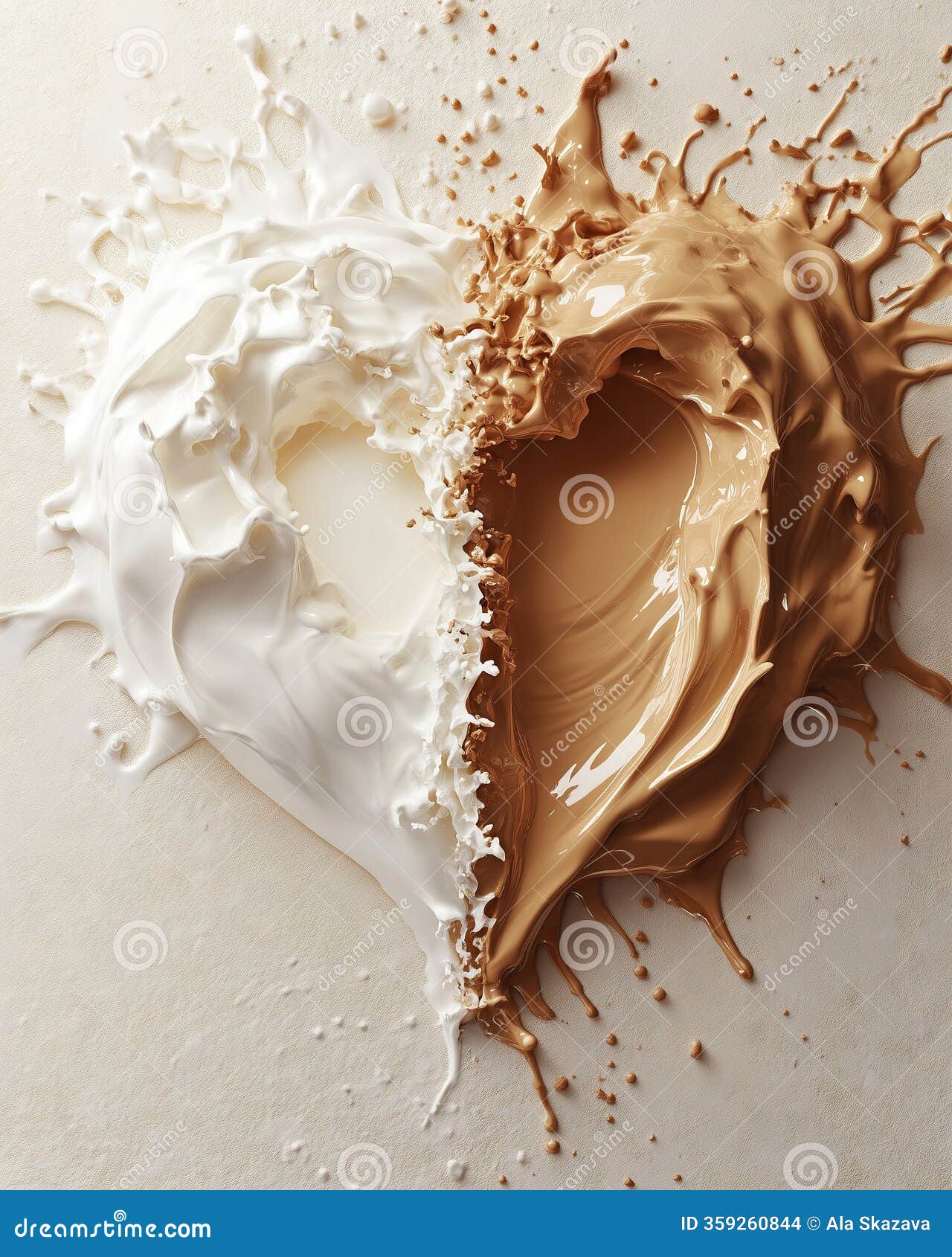 Creative Union of Cream and Coffee Forming a Heart Shape Splash Stock ...