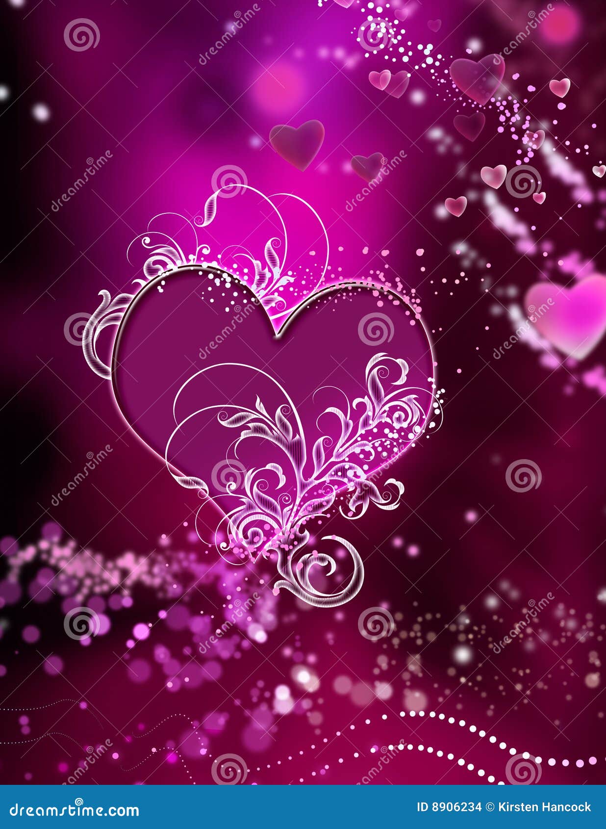 Stunning Hearts and Sparkles Swirl Abstract Stock Illustration ...