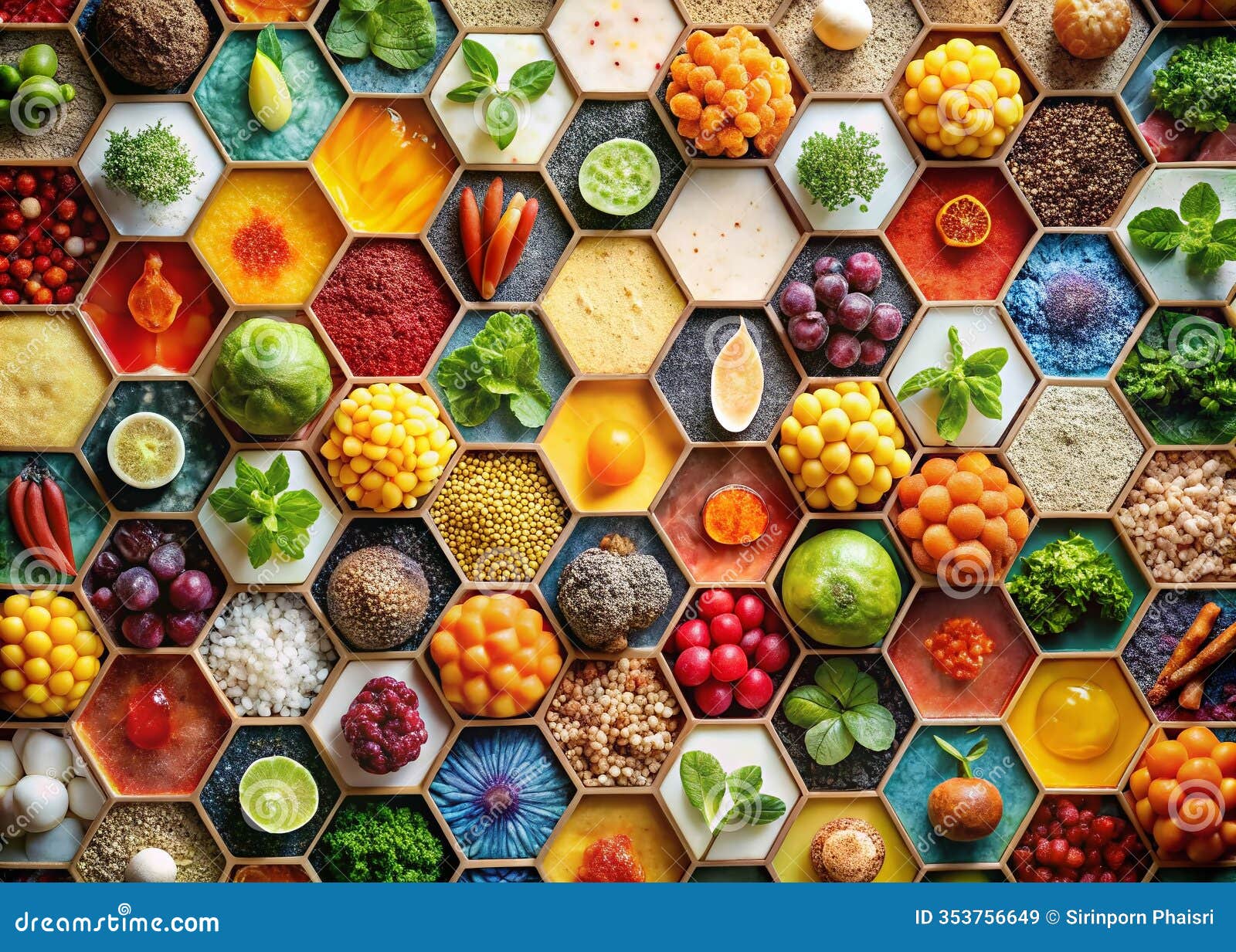 Stunning Hexagonal Tile Patchwork Food Photography a Seamless Texture ...