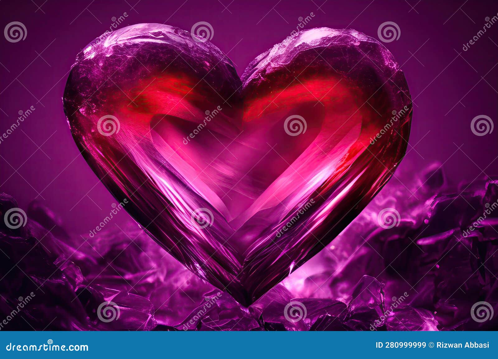 Stunning Ice Heart Red and Purple Background Stock Illustration ...