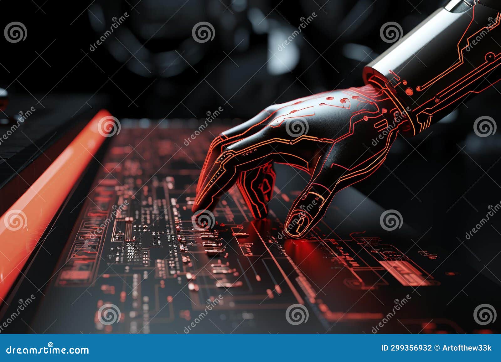 Futuristic AI Arm Securing Cyberspace Stock Illustration - Illustration ...