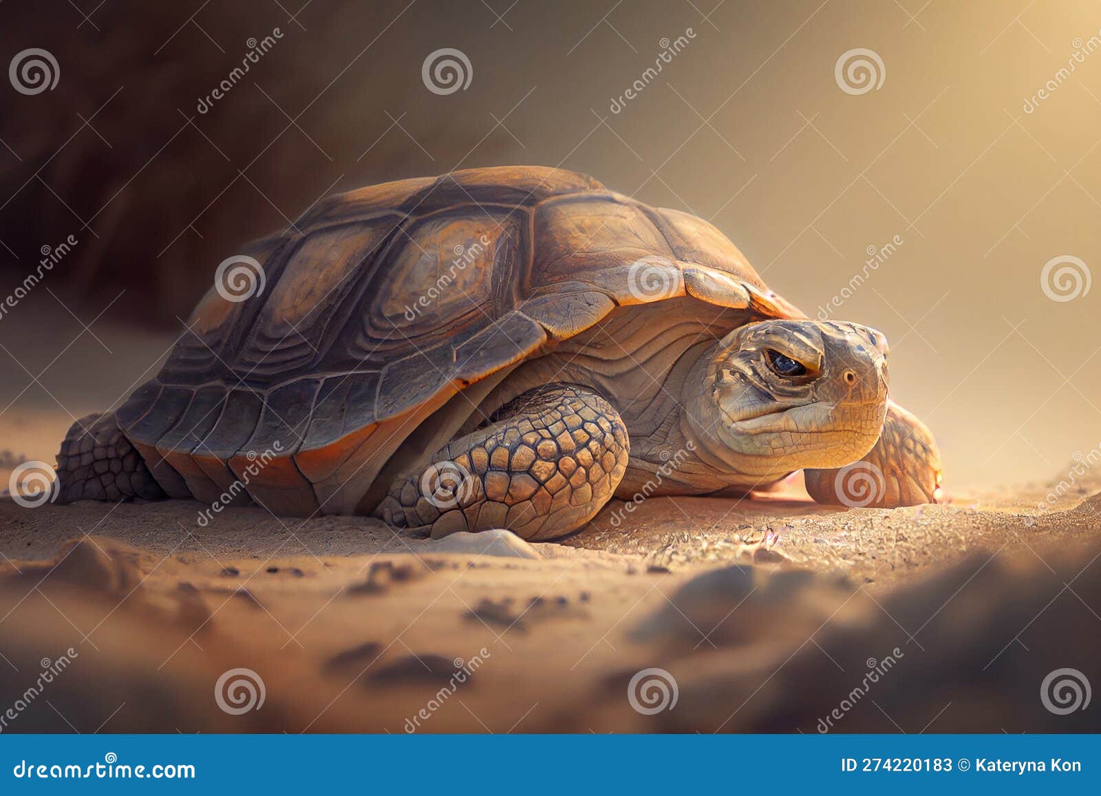 A Stunning Illustration of a Tortoise Resting on a Warm Surface, with ...