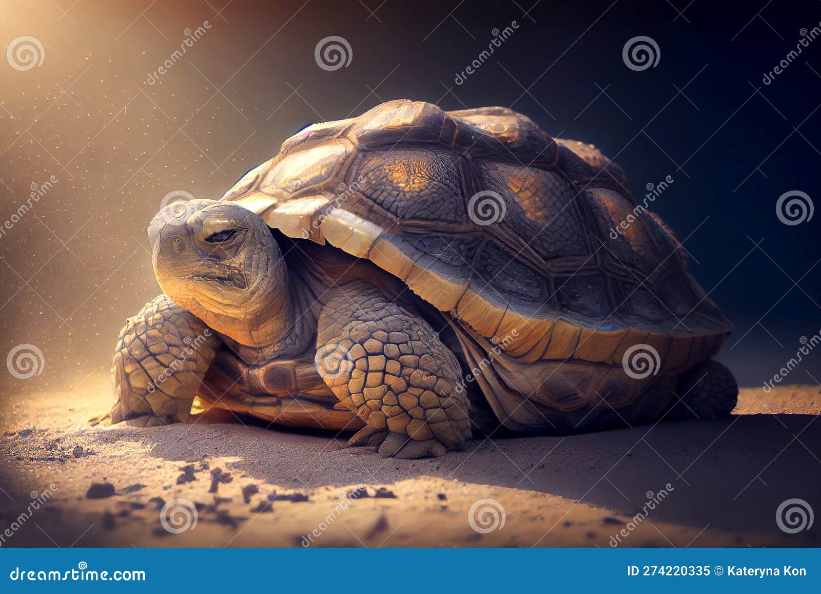 A Stunning Illustration of a Tortoise Resting on a Warm Surface, with ...
