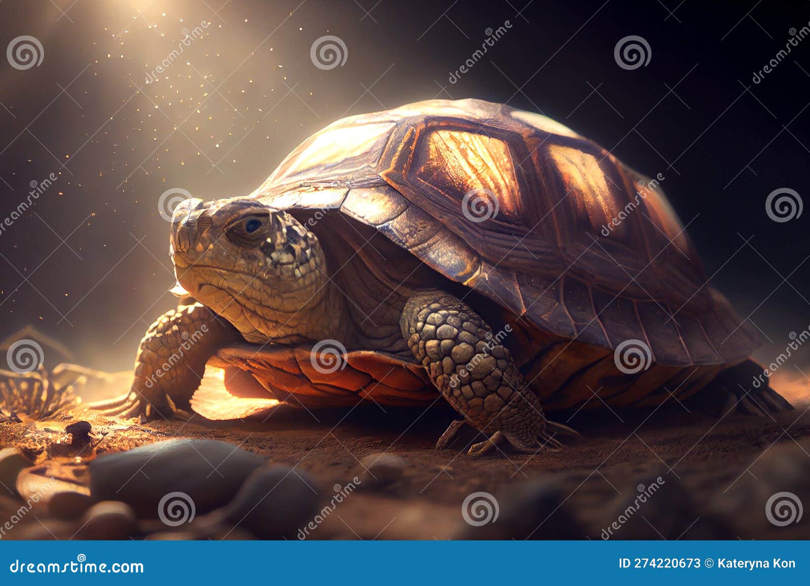 A Stunning Illustration of a Tortoise Resting on a Warm Surface, with ...