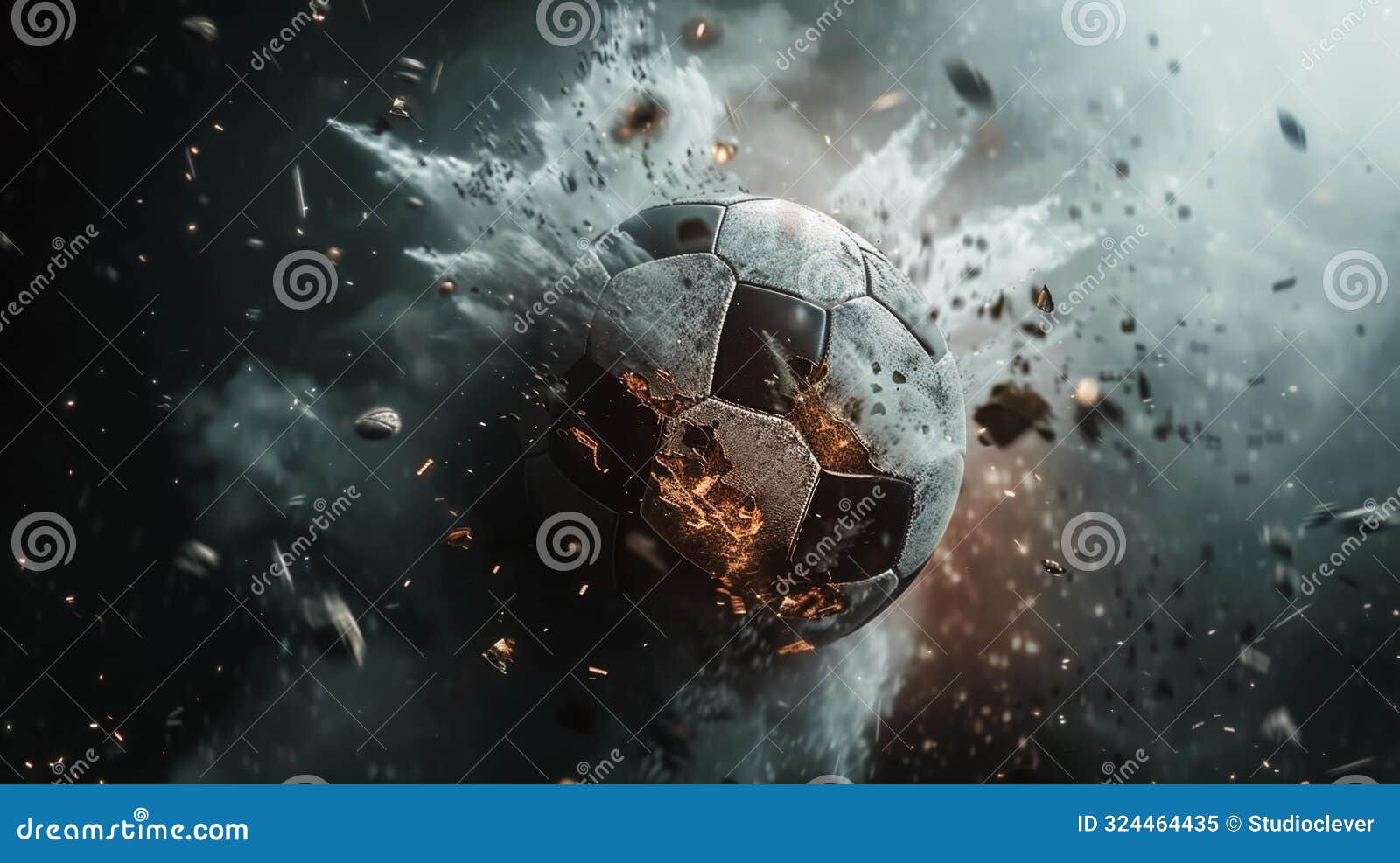 Explosive Soccer Ball Impact - Generative AI Stock Image - Image of ...