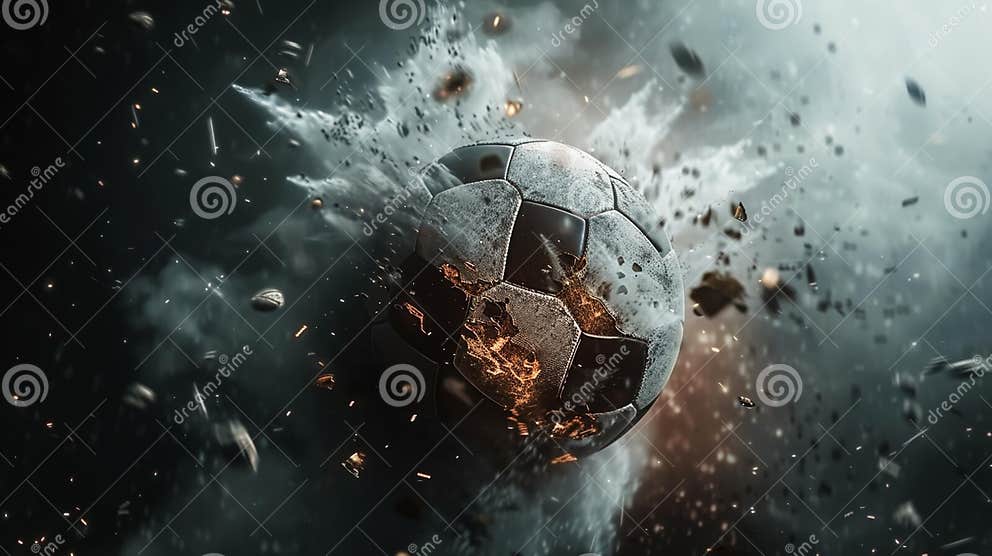 Explosive Soccer Ball Impact - Generative AI Stock Image - Image of ...