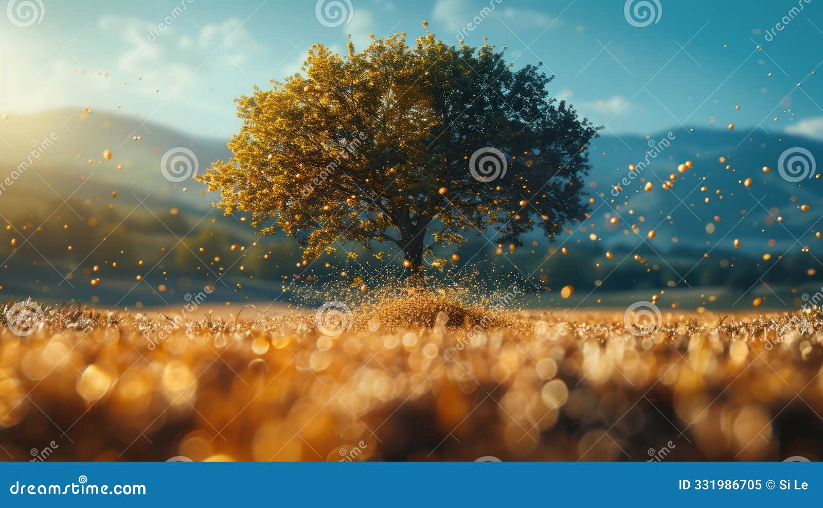 Mustard Seed Sprouting Near Towering Tree Stock Illustration ...