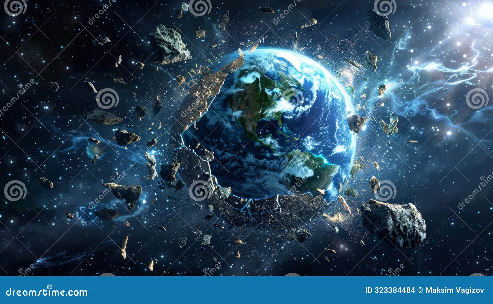 Earth Exploding in Space - Generative AI Stock Photo - Image of ...