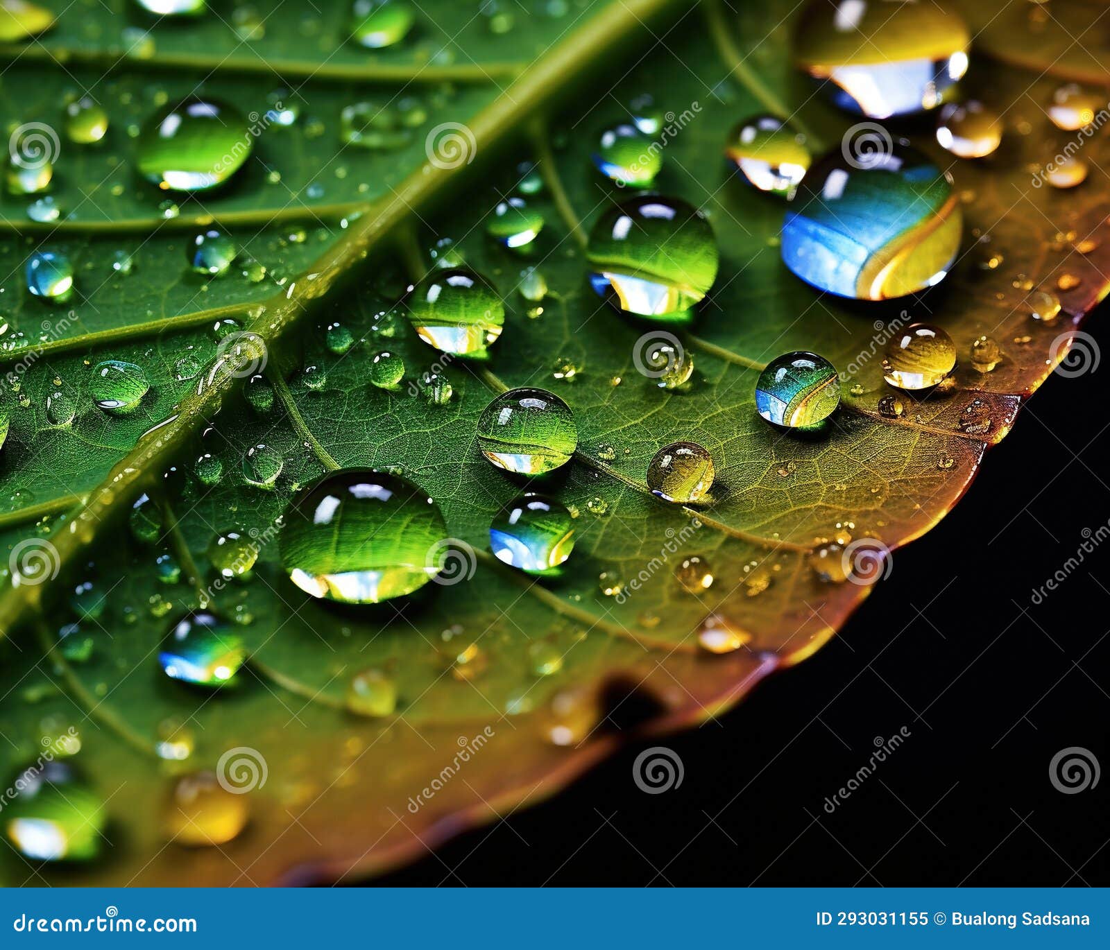 This Stunning Image of a Dewy Leaf Was Created Using the Power of the. Stock Illustration ...
