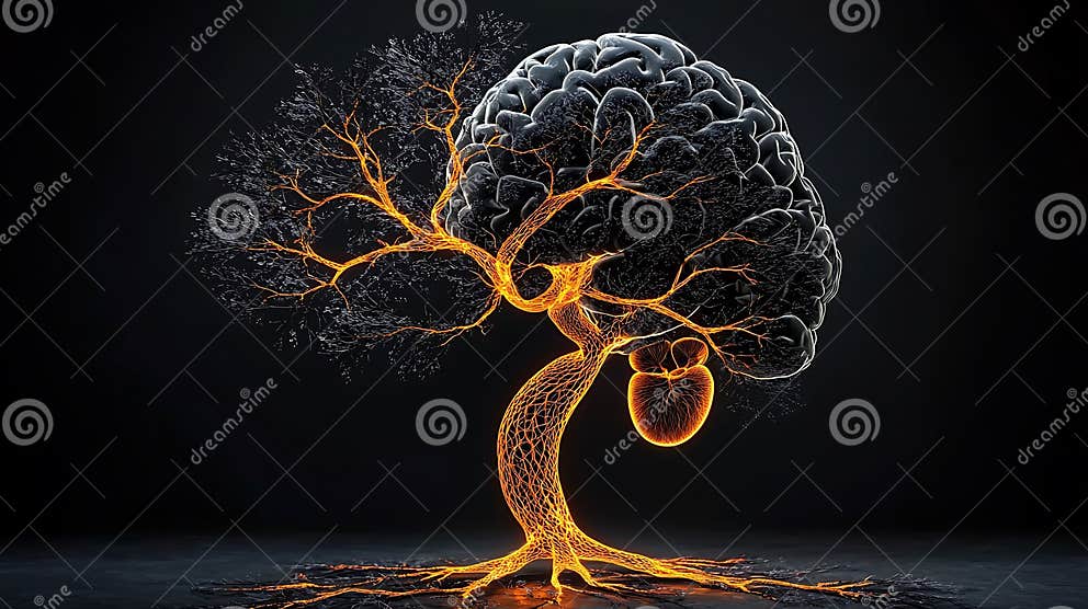 Glowing Tree with Branches Shaped Like Human Organs Stock Illustration ...