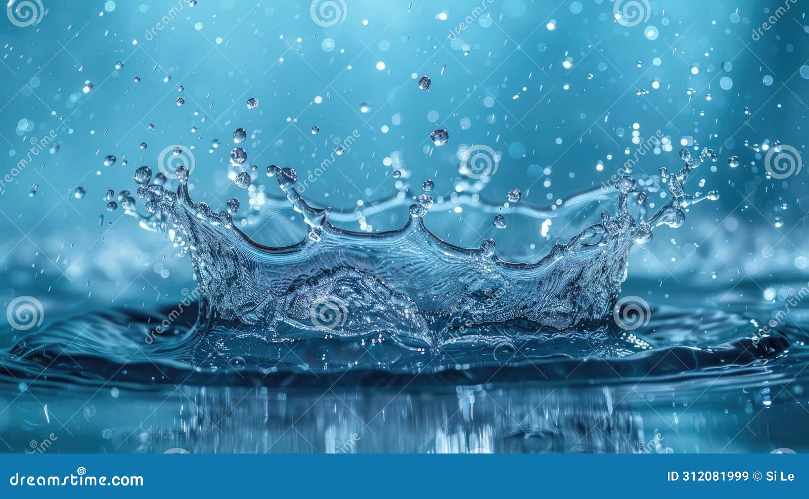 Isolated Water Splash with Droplets - Refreshing Blue Liquid for Design ...