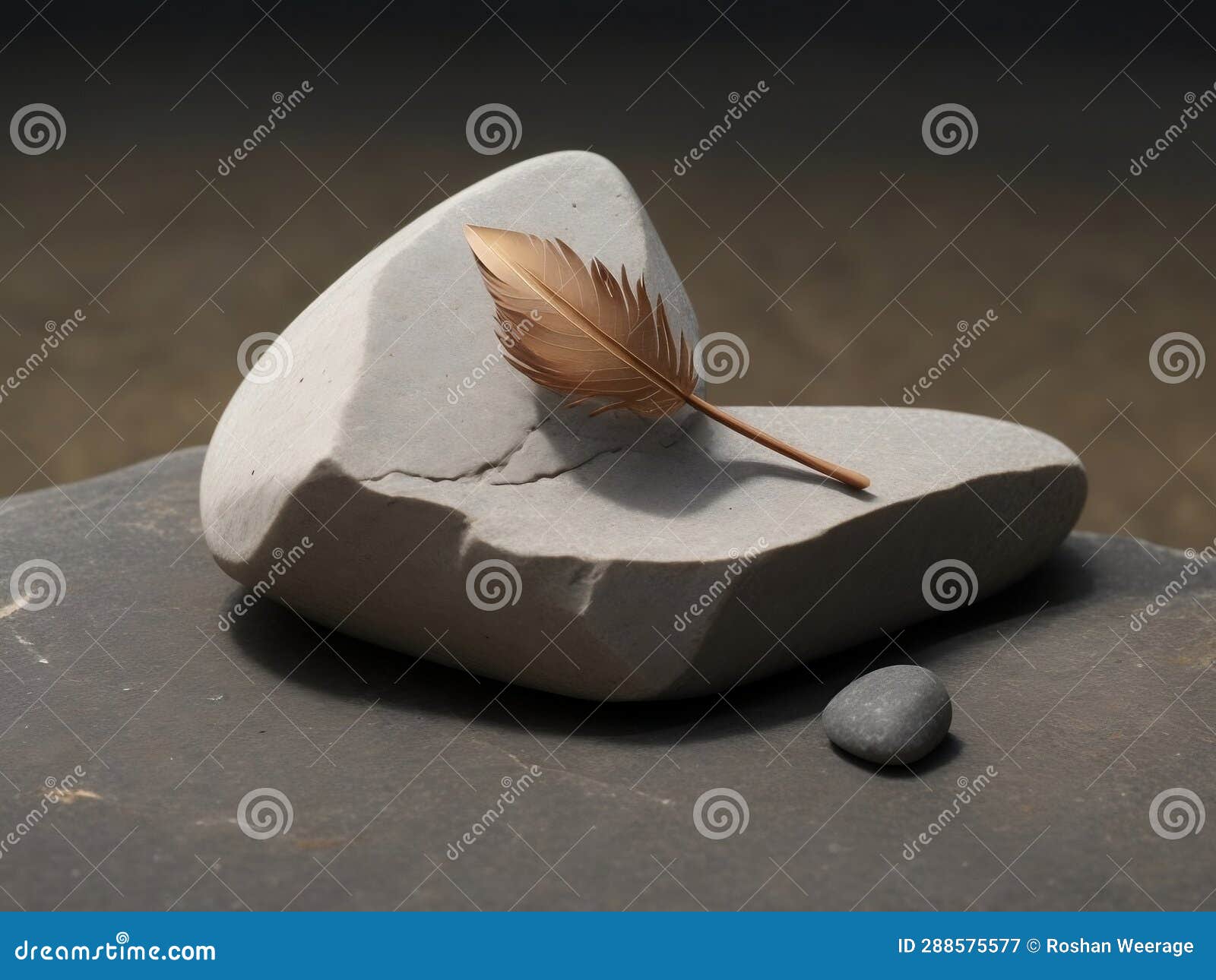Stone Near a Feather of Beauty, Classic Image Stock Illustration ...
