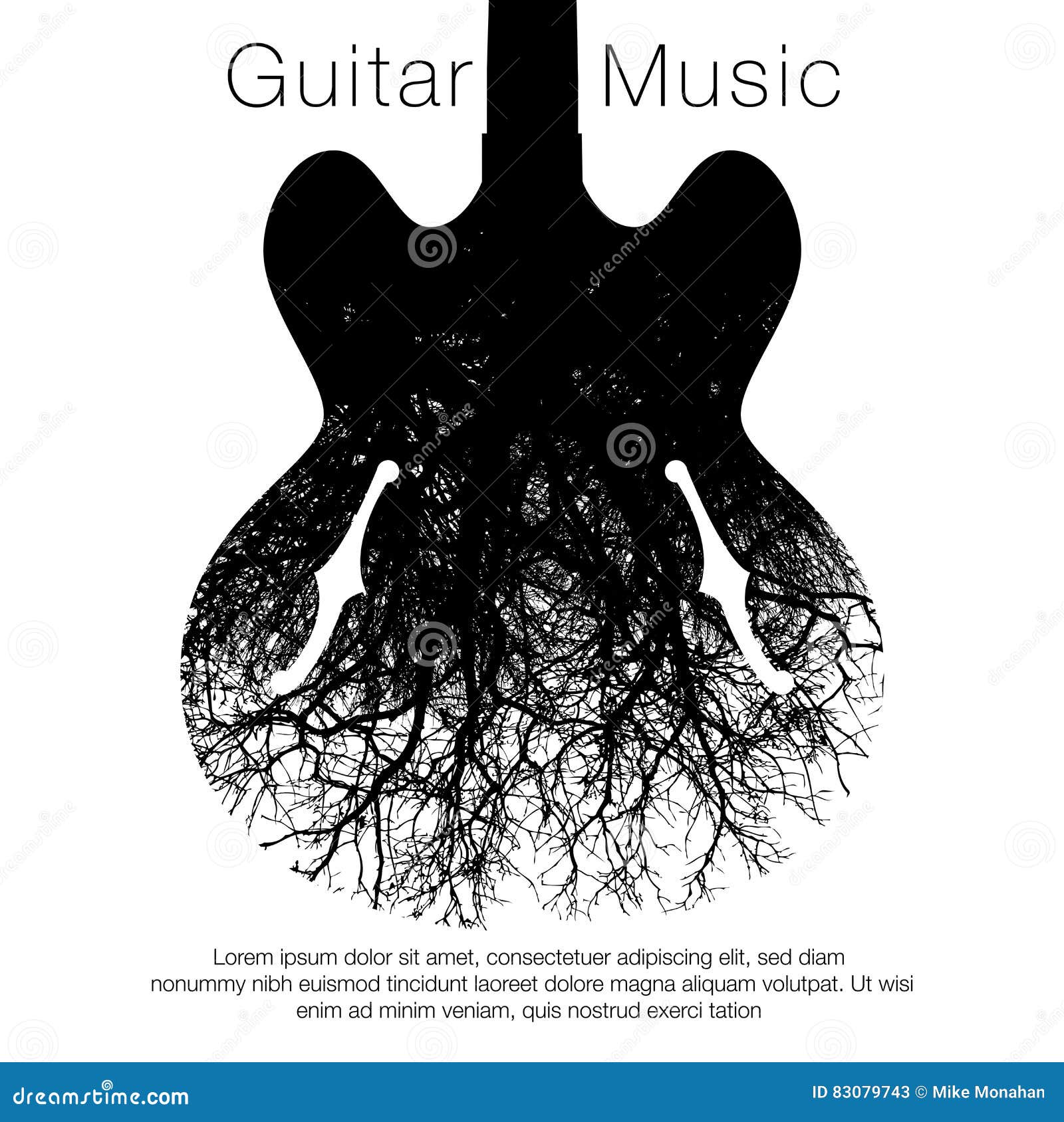 A Stunning Image of a Guitar and Tree Stock Vector - Illustration of ...