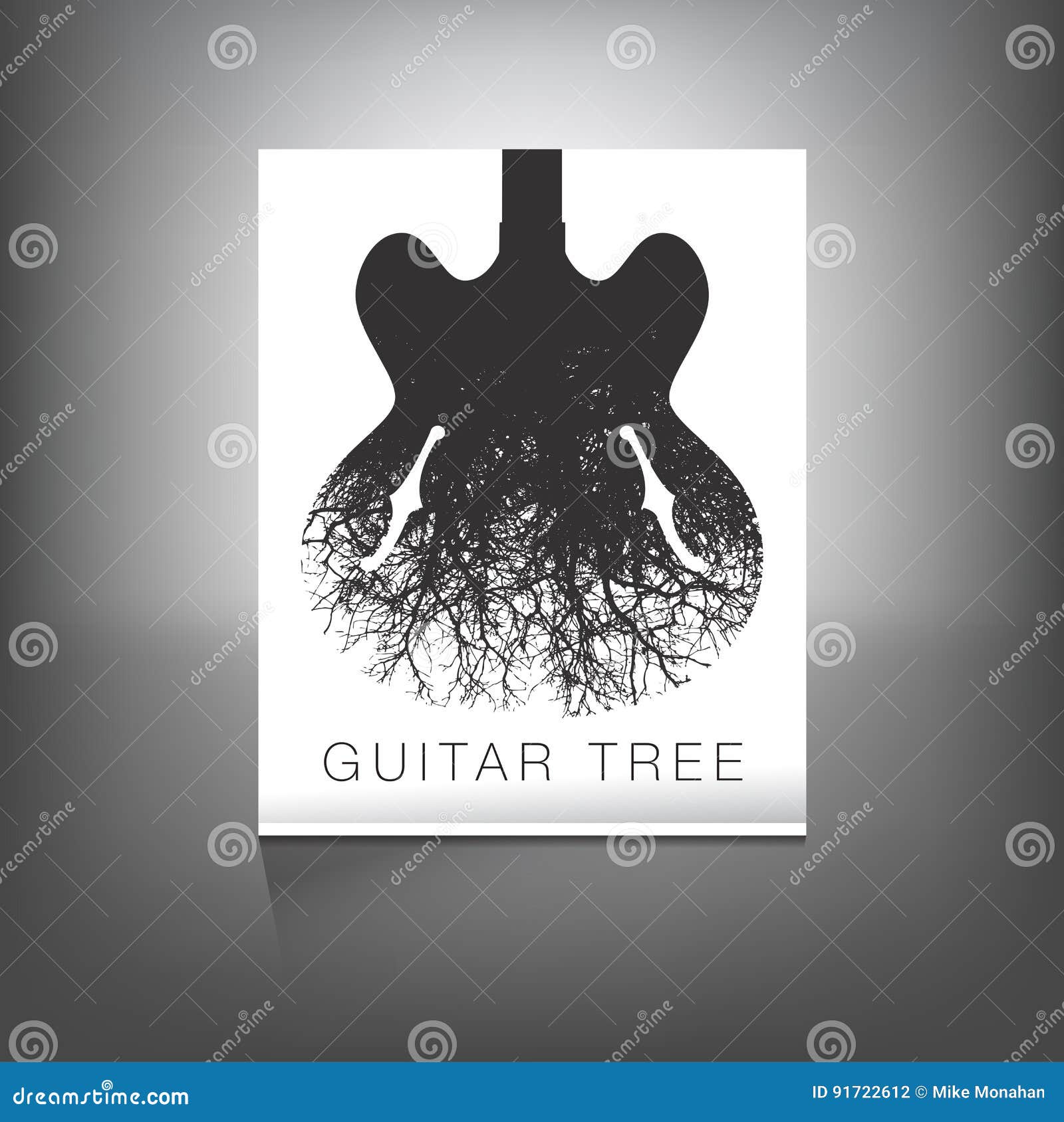 A Stunning Image of a Guitar and Tree Stock Vector - Illustration of ...