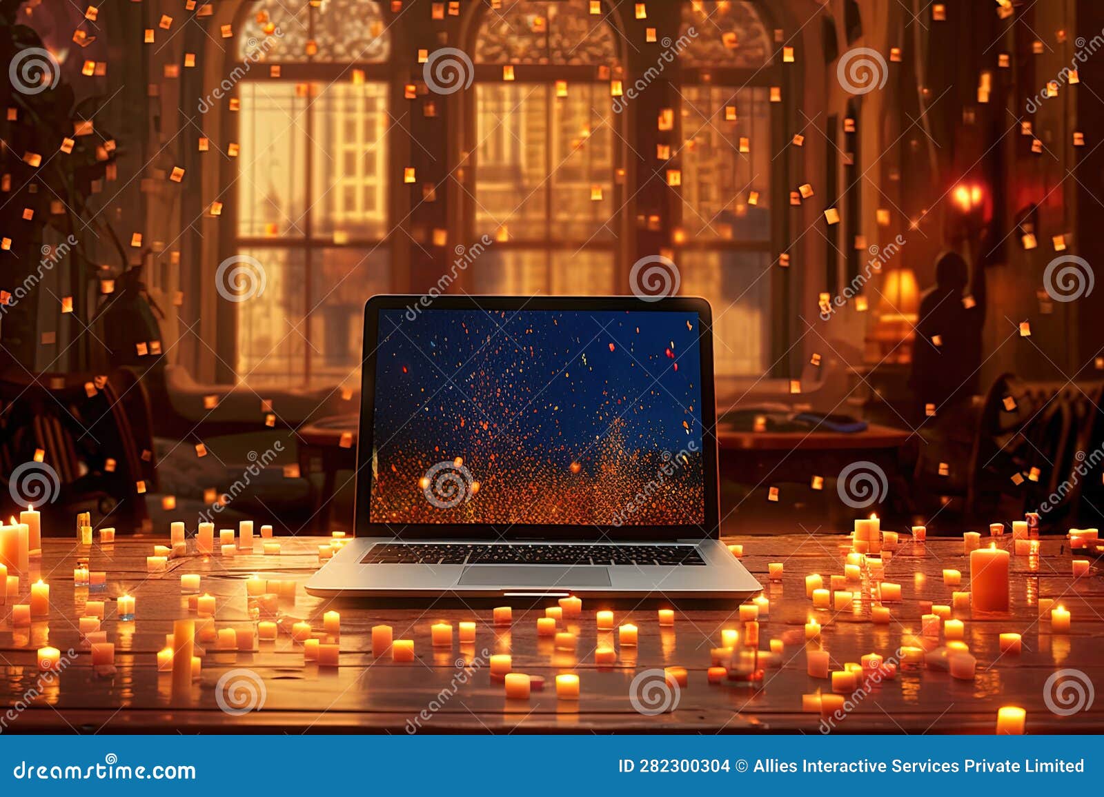 Stunning Image of Notebook Computer or Laptop on Table Full of ...