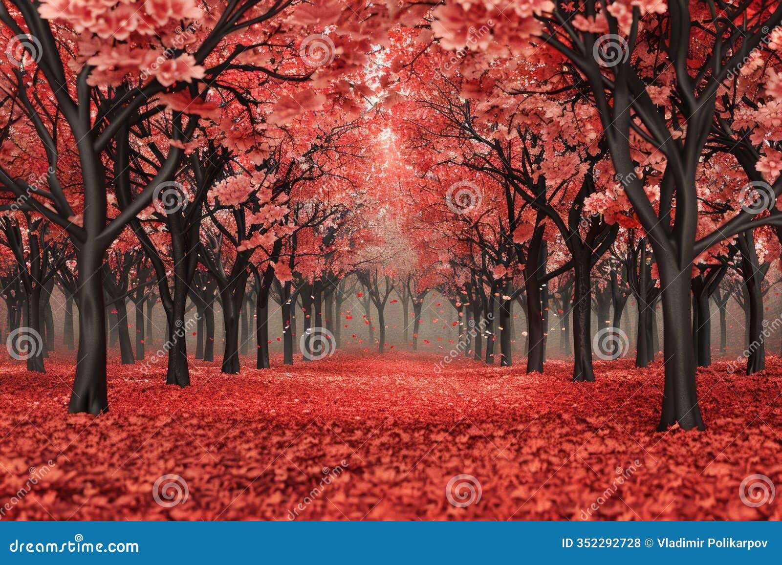 A Stunning Image of a Red Forest with Dense Trees. Perfect for Nature ...