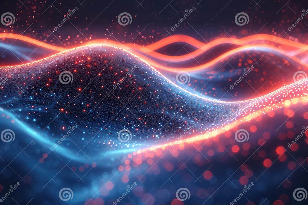 Blue and Red Sound Waves on Abstract Data Points and 3D Graphs ...