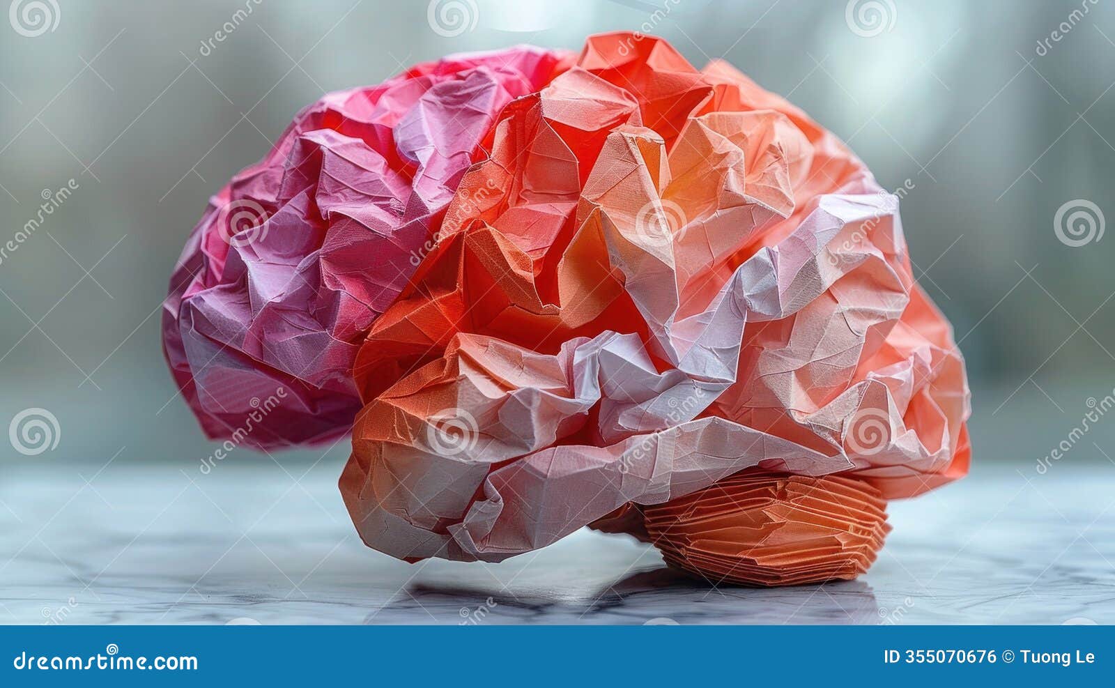 Paper Brain With Thinker: Creative Papercraft Composition Stock Photo ...
