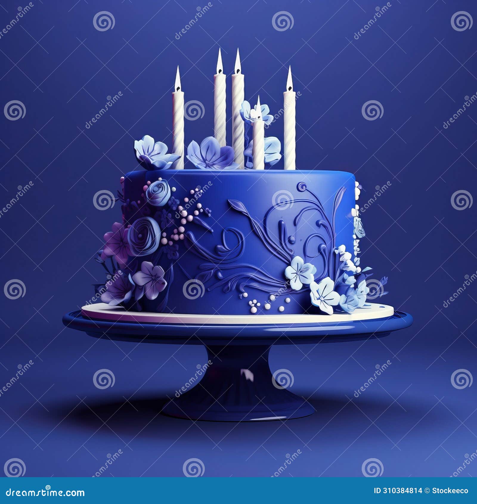 Stunning Indigo Blue Cake with Mesmerizing 3d Render Stock Illustration ...